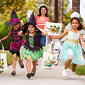 Whaline 2 Pack Fall Canvas Tote Bags Sunflower Tote Bag Pumpkins Canvas Bag Reusable Cotton Handbag Grocery Bags for Shopping Market Travel Beach Autumn Theme Harvest Party Favors, 15.7" x 13.4"