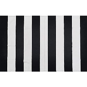 CAINANEL Black and White Striped Outdoor Rug 27.5X 43 inches Front Door Mat Hand-Woven Cotton Indoor/Outdoor for Layered Door Mats,Welcome Door Mat, Front Porch,Farmhouse,Kitchen,Entry Way
