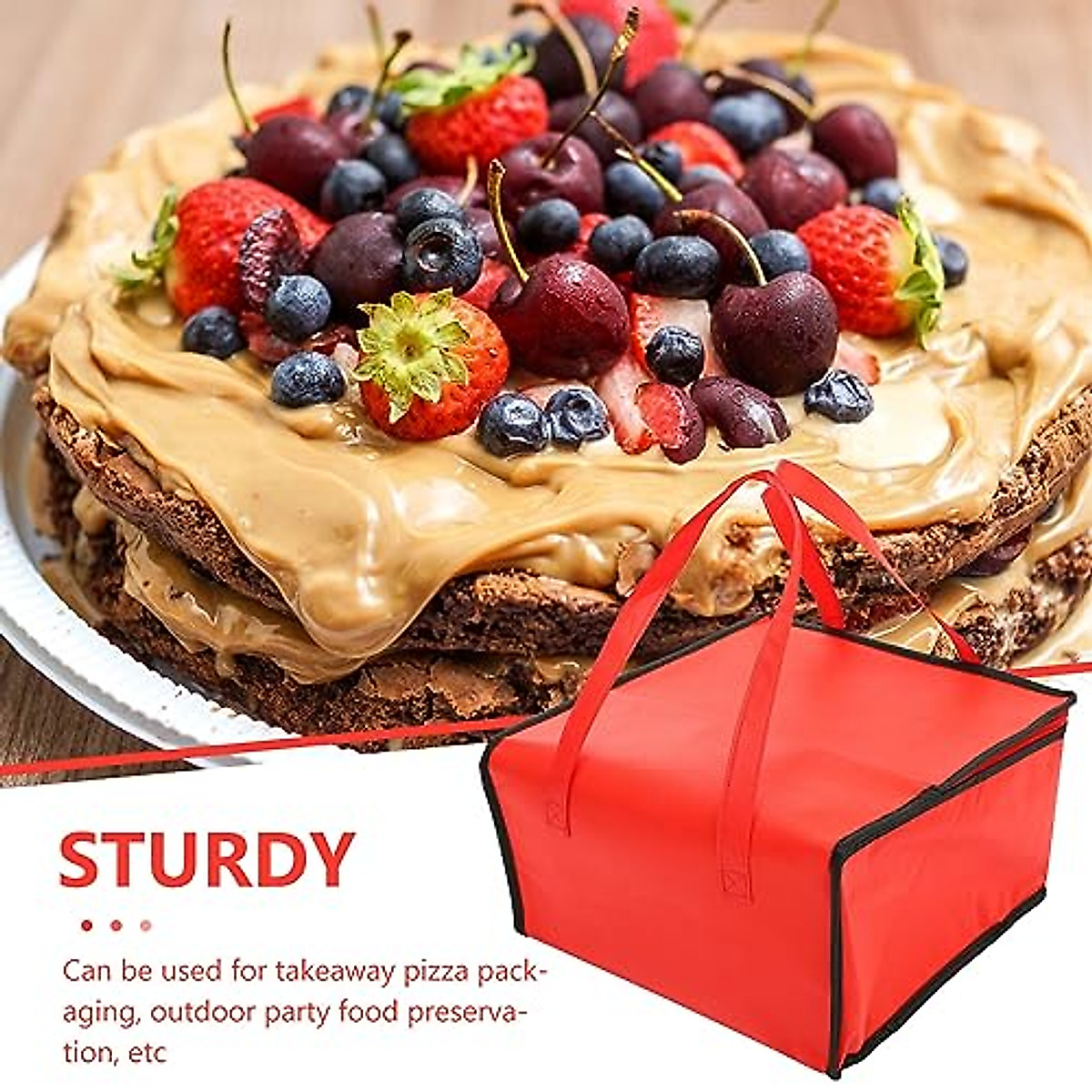 Luxshiny Insulated Food Delivery Bag Catering Food Warmers Bags Insulated Cold Bag Pizza Warming Delivery Bag for Takeaways(Red)