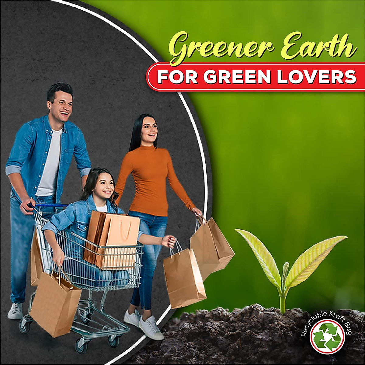 QUIDDITY WARE Paper Bags with Handles 100pcs-[8x4.5x10.5] Bulk. For Gift Bags, Wedding Bags, Party Bags, Shopping Bags, Kraft Bags, Retail Bags