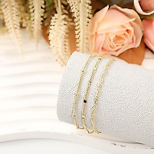 Sewyer Gold Dainty Bracelet Set for Women 14K Gold Filled Layering Chain Bracelets Stacked Bracelets Simple Set Jewelry Gift
