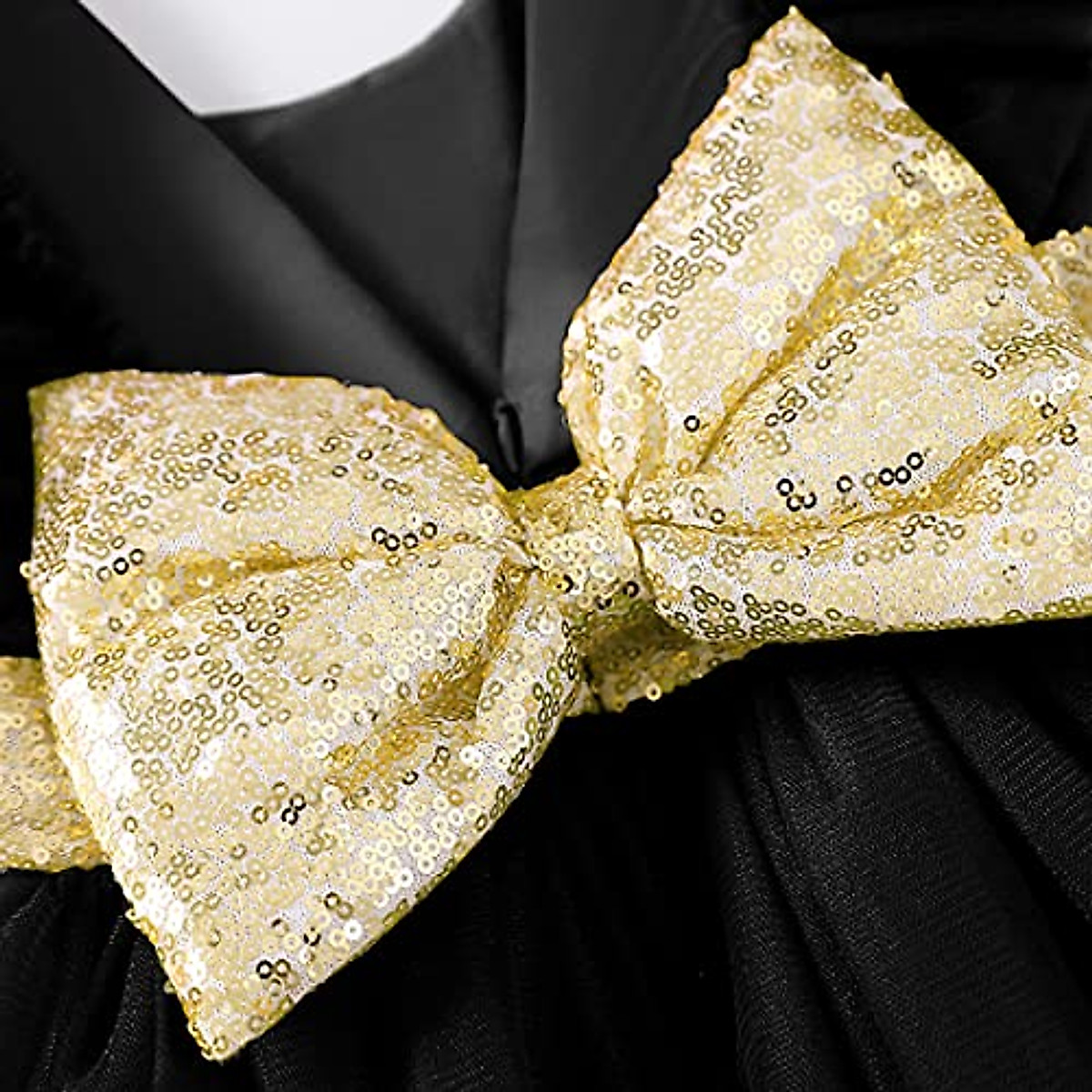 KLFFLGID Baby Girl Sequins Bowknot Dress Toddler Flower Girl Wedding Party Dress for Toddler Girls Infant Tutu Dresses Size 60 (Black)