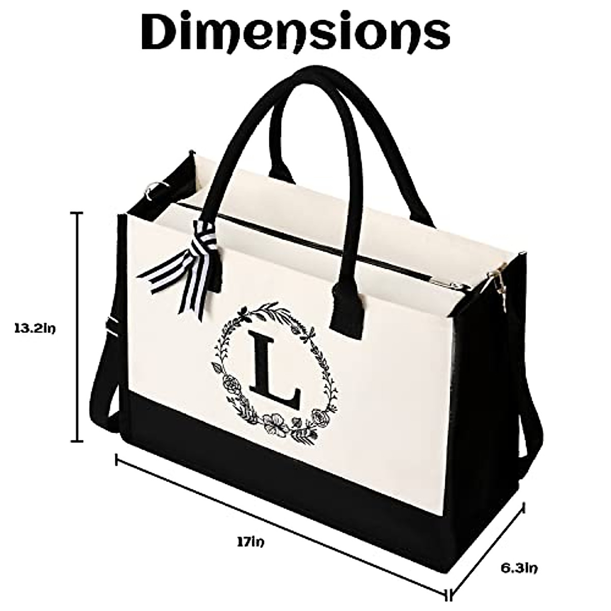 Qoosefun personalized bags for women,Tote Bag For Women,Initial Tote Bag For Women, Personalized gifts for women,beach bag, monogrammed gifts for women, Tote Bag With Zipper L