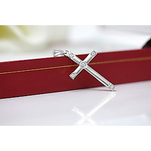 CaliRoseJewelry 14k Classy Elegant Diamond Simple Cross Charm Pendant in White Gold