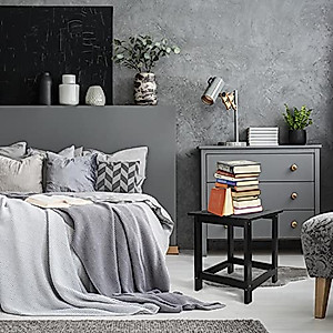 MATTIN Outdoor Side Table, Patio Side Table, Acacia Side Table Great for Outdoor Weather - Perfect for Pool Deck, Beach, Garden, Porch, Square Outdoor End Tables - Classic Black (Black-1Pack)