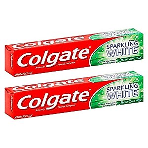 Colgate Sparkling White Mint Zing Toothpaste with Baking Soda ~ 4oz Tubes (2 Pack)