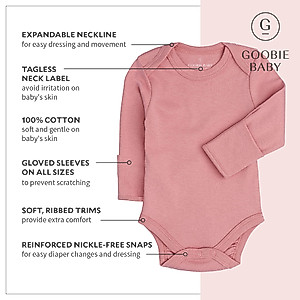 Baby Classic Bodysuit Set, 100% Cotton Boy Girl Unisex Onesie (Pink Combo - Long Sleeve 4pk, Preemie)