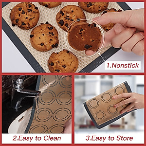 Non-slip Silicone Pastry Mat 3 Set of 1 Quarter + 1 Round & 1 Square Silicone Mats for Baking Mat Food Safe Tray Liner