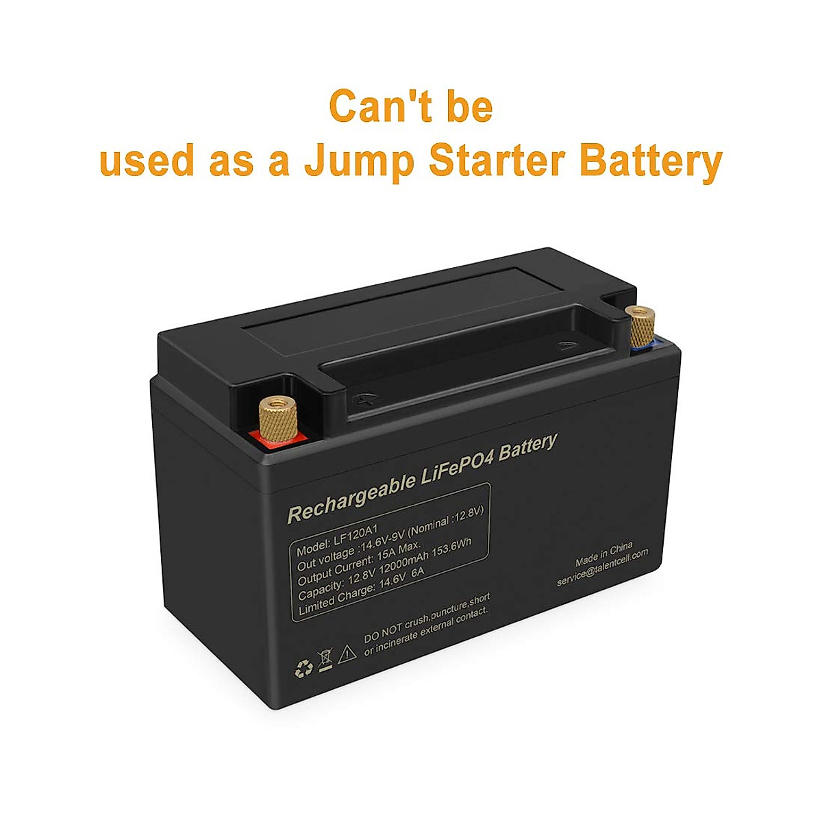 Talentcell 12V LiFePO4 Battery Pack LF120A1, Deep Cycle Rechargeable 153.6Wh 12.8V 12Ah Lithium Iron Phosphate Batteries