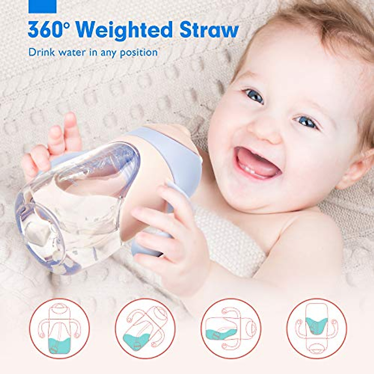 Sippy Cups for Baby 6+ Months Unicorns Sippy Cup for 1+ Year Old - 2 in 1 Spout & Straw Baby Sippy Cups 6-12 months Toddler No Spill Transition Weighted Straw Sippy Cup - 8 oz. (1 Cup with 2 Nipples)