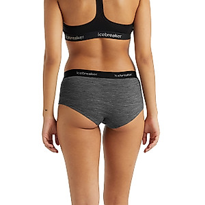 Icebreaker Merino Sprite Hot Pants Underwear for Women, Merino Wool Base Layer - Lightweight, Soft Women’s Panties for Cold Weather Activities - Thermal Underwear, Gritstone Hthr, X-Small