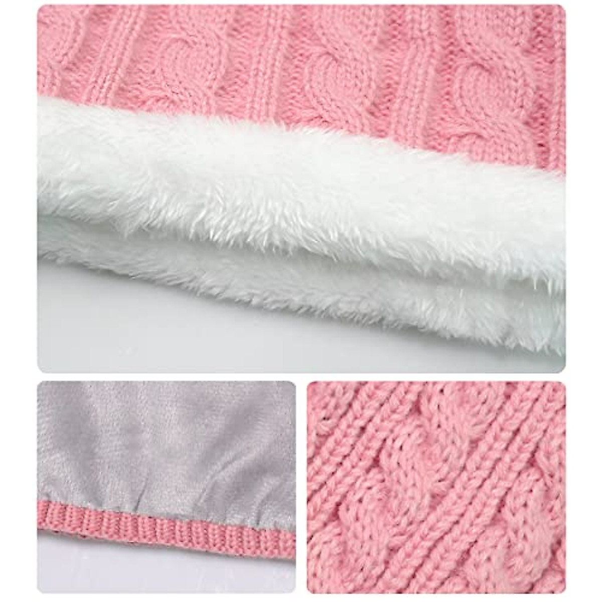 KMOLY Kids Winter Hat Set for Boys Girls Age 2-7,Toddler Beanie Neck Warmer Touchscreen Gloves Baby Knit Ski Cap Set (Pink)