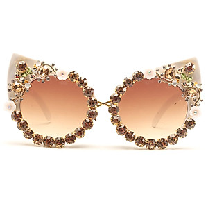 Oversized Diamond Sunglasses Women Rhinestone Cat Eye Sunglasses Vintage Female Sparkling Party sunglasses Eyewear (white, X)