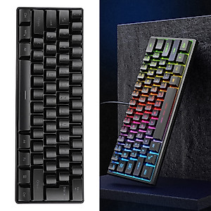 Acogedor Backlit Mechanical Gaming Keyboard,Mini Compact Wired 61 Keys Keyboard with Ergonomic Design,USB Portable PC Keyboard for Home Office Laptop Work Gaming