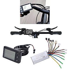 FOUF Electric Bike Motor Controller, 22A 36V 48V 500W Brushless Motor Controller LCD Panel Kit and E Bike Conversion Kit, Common Controller with LCD S866 Panel Thumb Throttle for 500W Motor