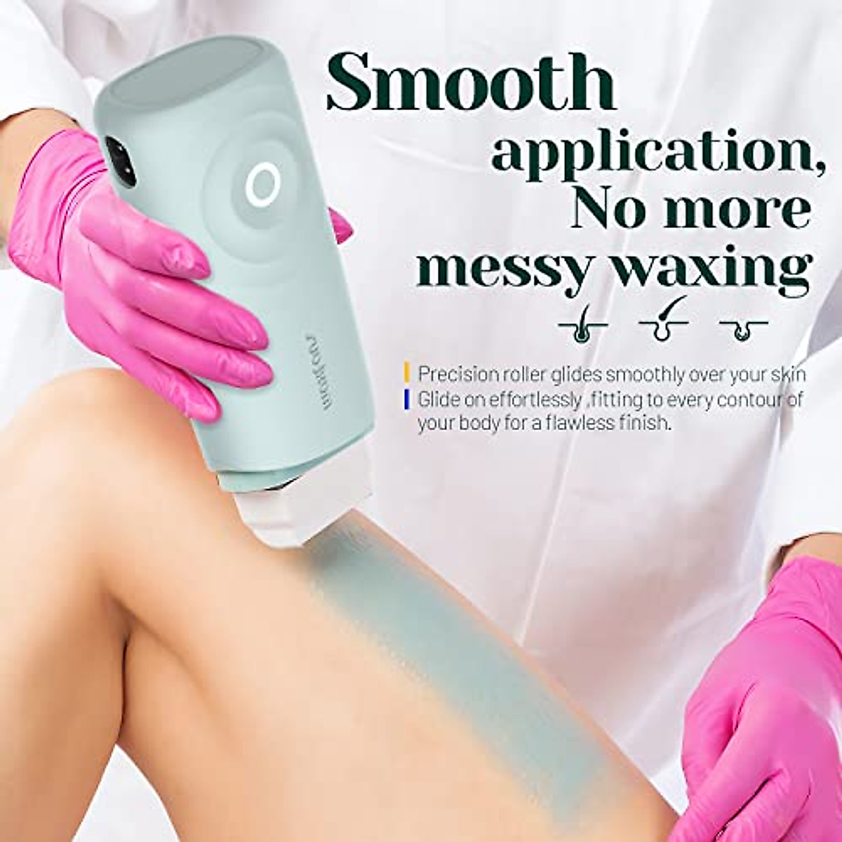 Waxfans Roll on Wax Kit for Hair Removal,Wax Warmer for Hair Removal，at Home Waxing Kit for Women，Wax RollerKit，Wax Kit for Full Body,Rose Wax Roller