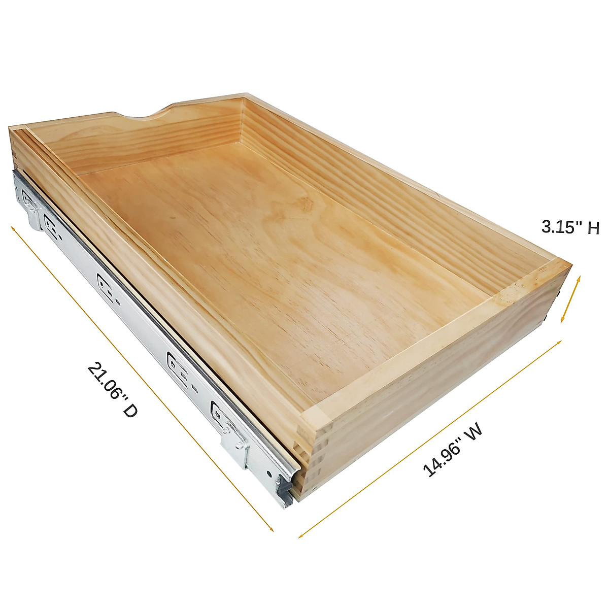 Pull Out Cabinet Organizer Pull Out Drawers for Kitchen Cabinets Wood Cabinet Slide Out Shelves Storage Slide Out Shelf Pantry Drawers, 14”W x 21”D, Requires At Least 15.5” Cabinet Opening, Finished