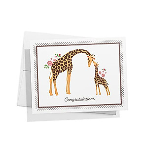 Twigs Paper Baby Shower Congratulations Cards with Envelopes for Mothers, Fathers, and Couples, Set of 12, Personalized Blank Cardstock, Celebration Welcome for Boys and Girls, Made in USA