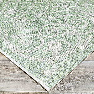 Couristan Monaco Summer Quay Indoor/Outdoor Area Rug, 3'9" x 5'5", Ivory/Light Green