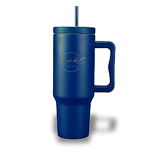H&E Best Choice 40 oz Tumbler with handle and straw stainless steel water bottle, travel water tumbler, outdoor water bottle, double wall water bottle, Dark Blue