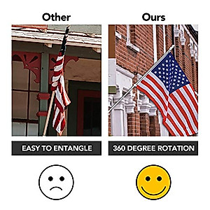 Yeesun® FlagPole,6FT Flagpole Kit for 3’ x 5’ American Flag-360° Tangle Resistant Technology,Stainless Steel Professional Outdoor Flag Pole for House Truck & Boat Use (Without Bracket,Black)