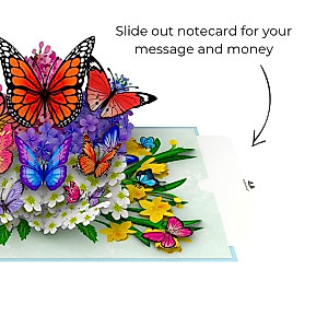 Hartensteler® Butterflies in Nature Pop Up Card - 3D Butterfly Card for Wife, Girlfriend & Mother (Birthday Card, Get Well, Thank You, Anniversary)