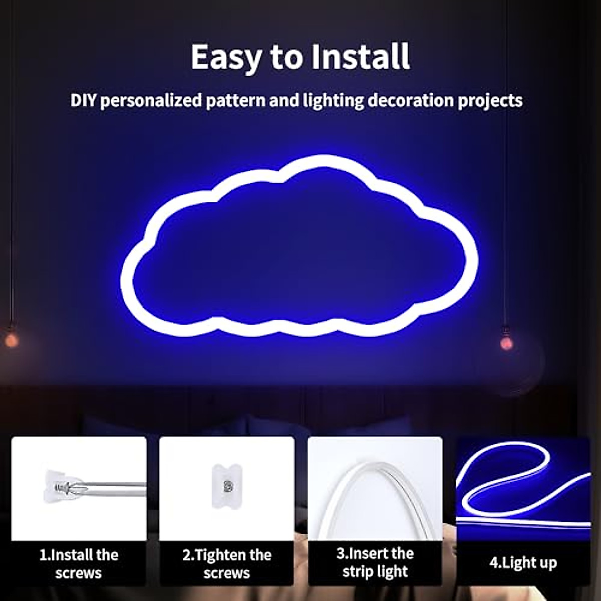 iNextStation Blue 16.4ft Neon LED Strip Lights, Flexible & Waterproof, Cuttable & Dimmable, IP65, 600 SMD LEDs, 12V Direct Current, Suitable for Indoor and Outdoor Use