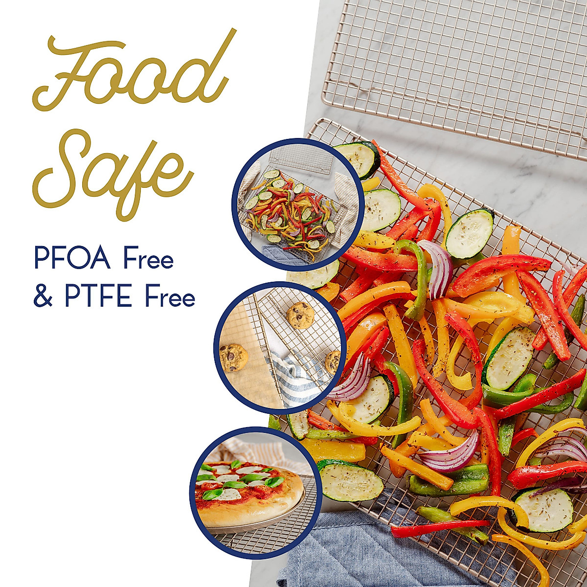 Half Sheet Cooling Rack Set of 2 by Ultra Cuisine - Wire Rack Baking Sheet - Oven Rack Grill - Wire Baking Rack - Sheet Pan Roasting Rack - Cooling Racks for Baking - Cooling Racks Champagne 12" x 17"