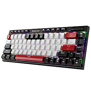 Redragon K635 Hot Swappable Mechanical Keyboard Customized RGB Backlit with Volume Control, Bluetooth/2.4G-Wireless/USB-C Compact Gaming Keyboard with Red Switches(68+10Keys)
