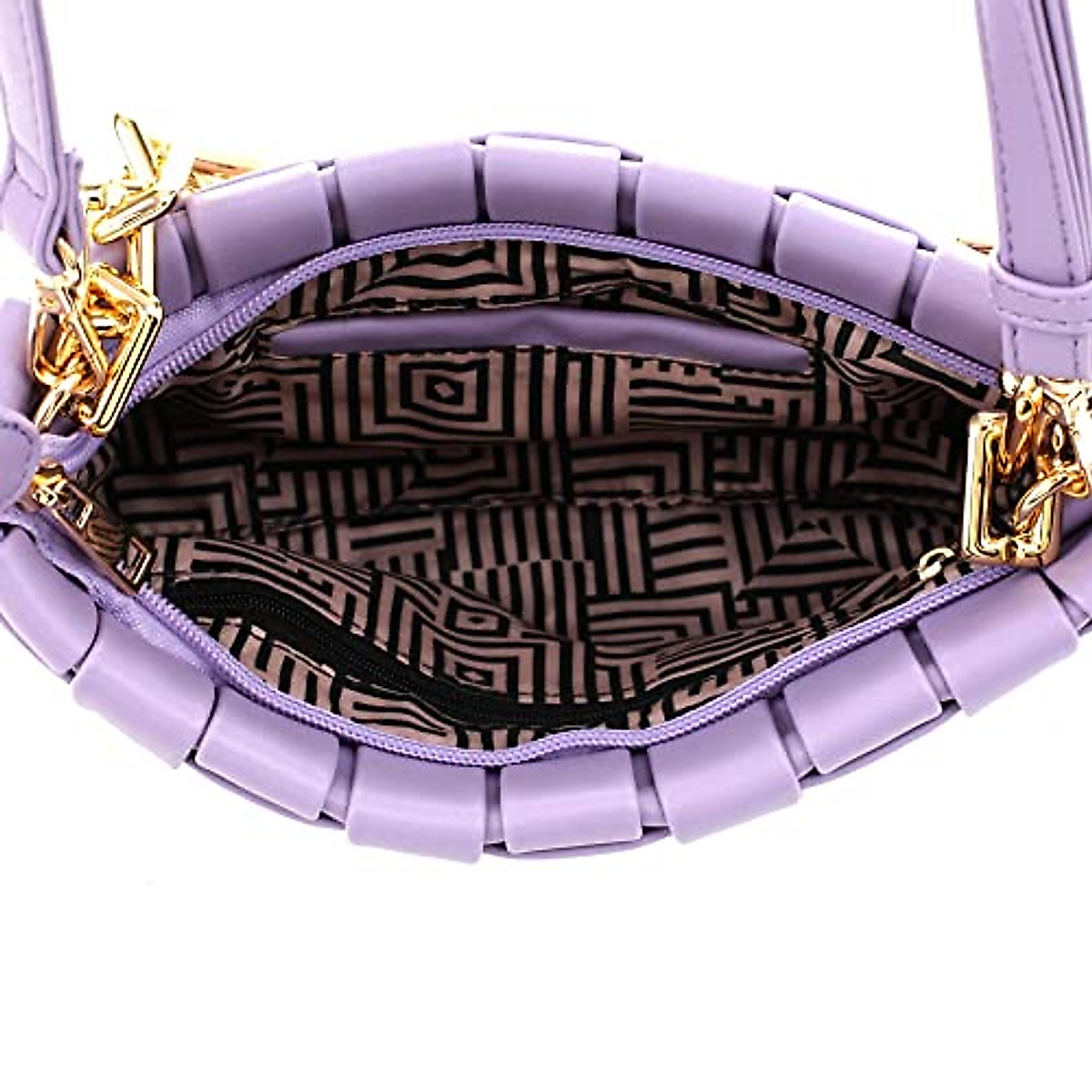 Womens Girls Gold Chain Accent Vegan Leather Clutch Purse Tote Handbag Crossbody (Black)