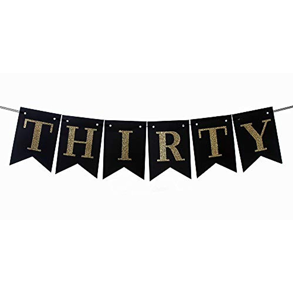 Dulcet Downtown Dirty Thirty Black Cardstock Banner with Gold Letters