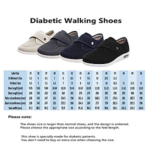 ZGDG Women's Diabetic Edema Shoes, Adjustable Swollen Feet Shoes for Women Wide Feet Hammer Toe Arthritis Indoor Outdoor Lightweight Walking Sneakers Black