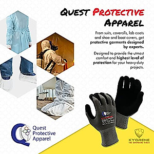 Quest Cut Resistant Work Gloves – Cut Proof Working Gloves Heavy Duty Cutting and Abrasion Protection – Puncture Resistant Gloves - Large, Pack of 3 Pairs