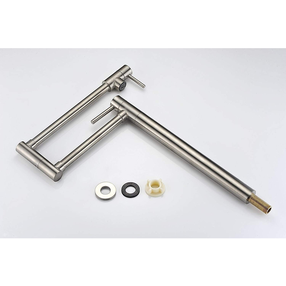 Deck Mount Pot Filler Faucet Brushed Nickel Finish with Extension Shank and 20" Dual Swing Joints Spout, SUMERAIN