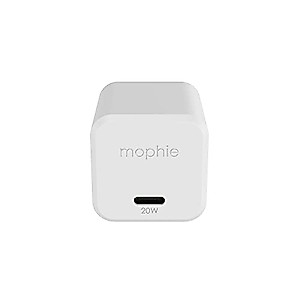 mophie USB C Charger GaN 20W Fast Compact Charger for MacBook Pro 13, Galaxy S22/S22+/S22 Ultra/S21, Note 20/10, iPhone 14/13/12 Pro, and More - White