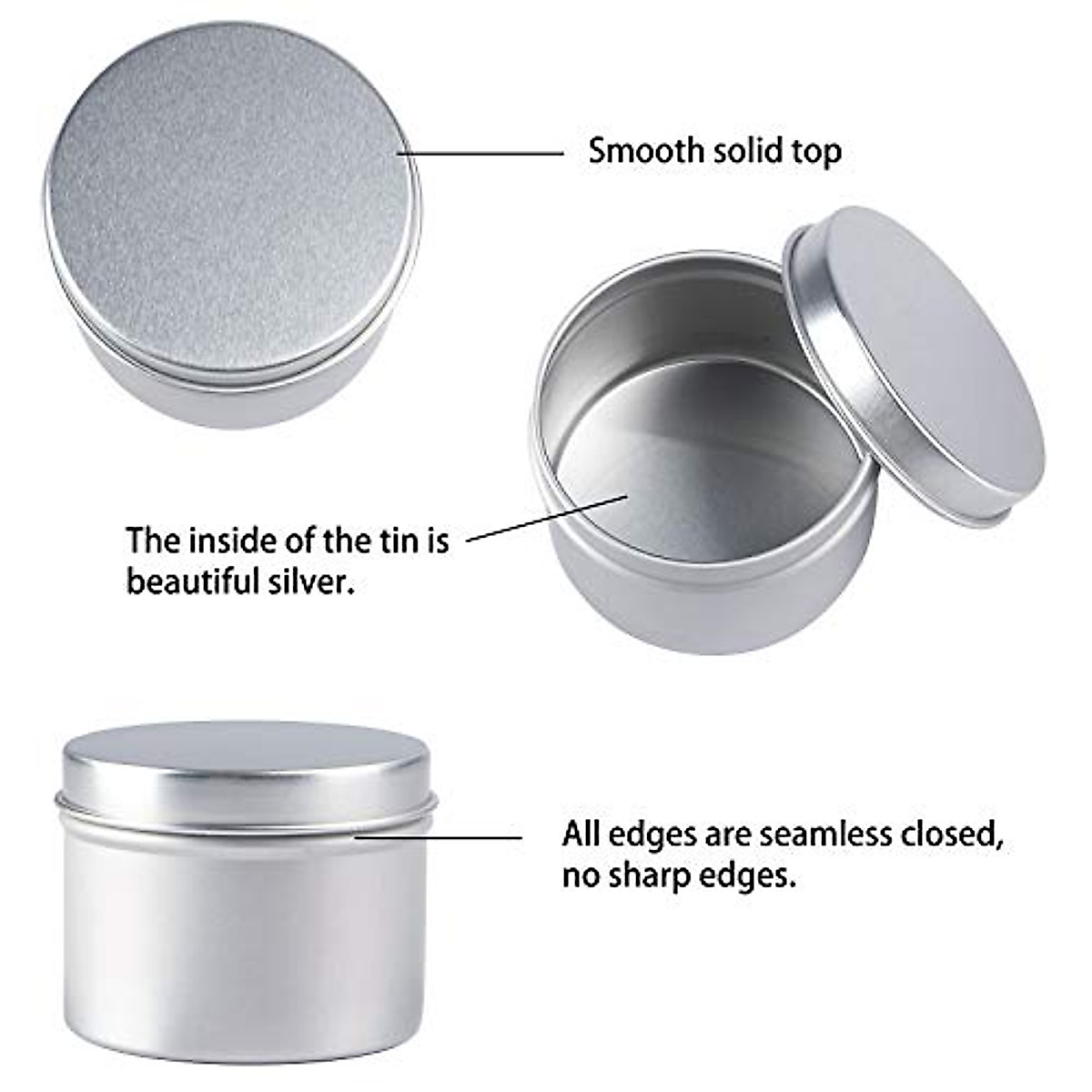 Moretoes 24 Pack 4 Oz Silver Aluminum Candle Tins with Lids for DIY Candle Making, Storage, Travel or Gift