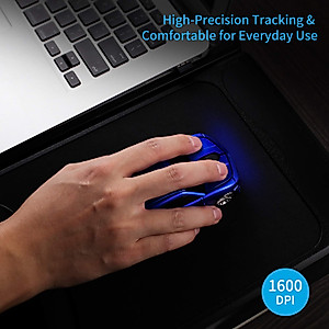 BKLNOG Wireless Car Mouse [Updated] with LED Headlights, 1600 DPI Sports Car Shaped Mouse for Mac, Computers, Blue