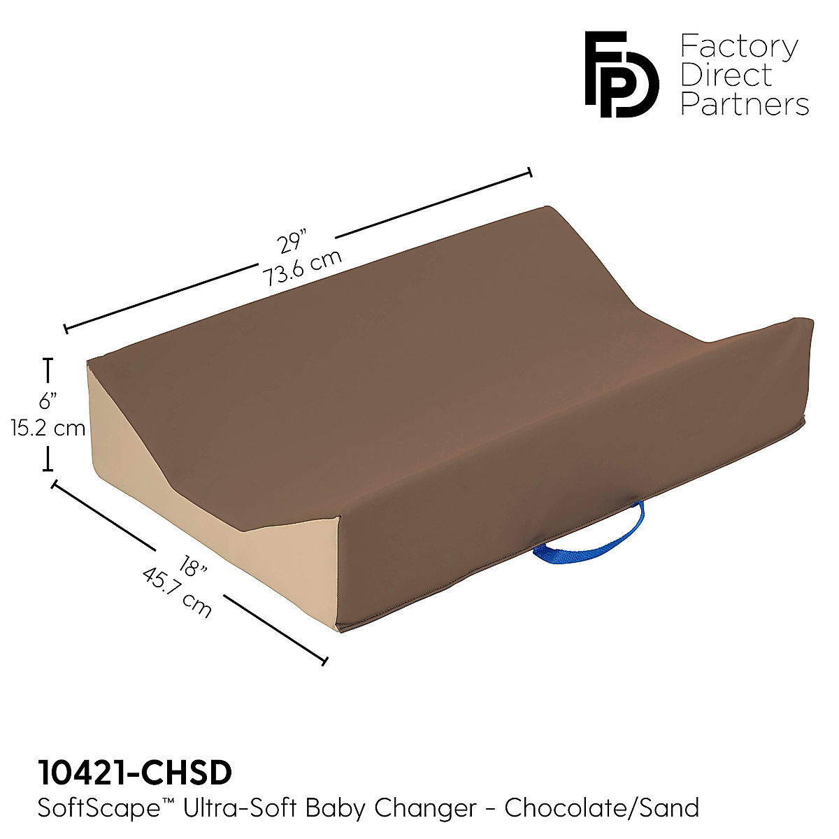 Factory Direct Partners 10421-CHSD SoftScape Ultra-Soft Daycare Baby and Infant Contoured Changing Pad, Non-Slip Bottom, Built-in Handle Easy to Transport Travel - Chocolate/Sand