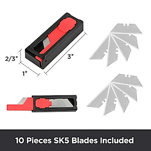 Swiss+Tech Utility Knife Set, 2-pack Quick Change Box Cutter, Speed Release Folding Knife with Belt Clip and Landyard Hole, Extra 10 Pieces SK5 Blades Included