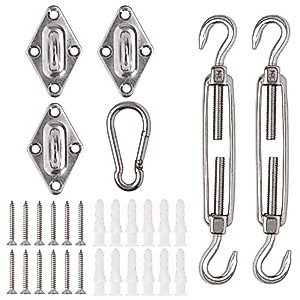 HongWay 30pcs Sun Shade Sail Hardware Kit, 6 Inch for Triangle Rectangle Sunshade Sail Installation, 304 Anti-Rust Stainless Steel, Triangle Shade Sails Accessory for Garden Outdoors, Patio Lawn