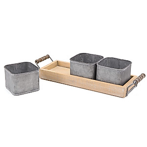 NIKKY HOME Farmhouse 3 Compartment Galvanized Flatware Cutlery Caddy Kitchen Countertop Silverware Holder for Spoons, Knives, Forks - Silver