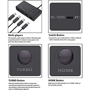 Wii U Controller Adapter, NGC Controller Adapter for Wii U,Nintendo Switch and PC USB.Easy to Plug and No Driver Need.4 Ports Turbo Button (Updated Version)