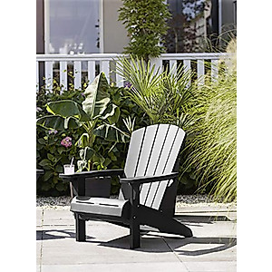 Keter Alpine Adirondack Resin Outdoor Furniture Patio Chairs with Cup Holder-Perfect for Beach, Pool, and Fire Pit Seating, Grey
