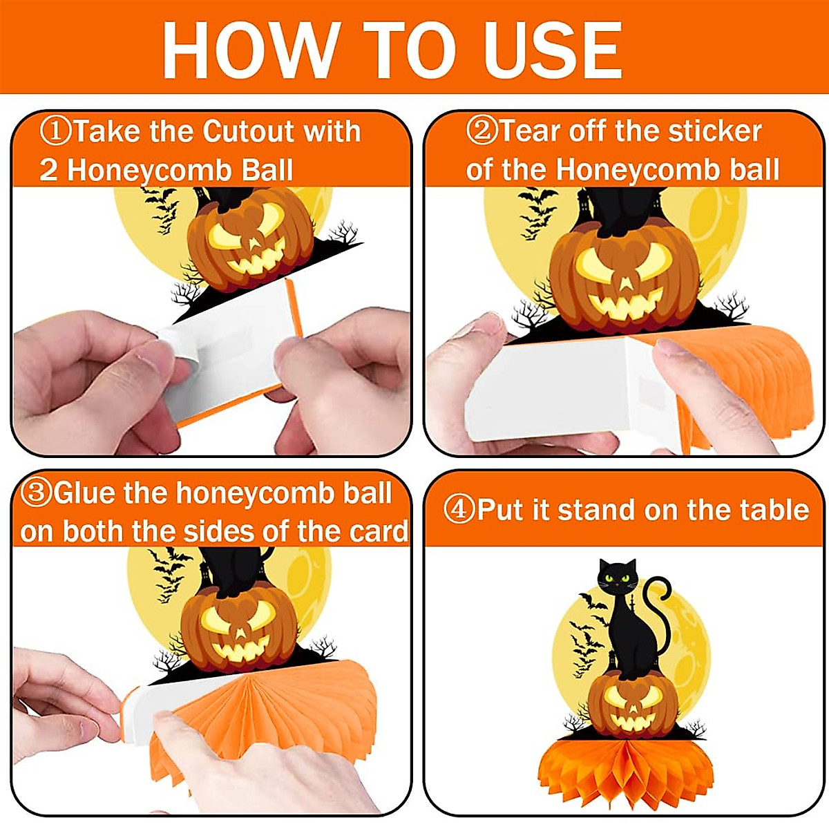 MEILINJIAN 9 Pack Halloween Table Centerpiece Halloween Decorations Honeycomb Centerpieces Halloween Birthday Party Decorations Supplies