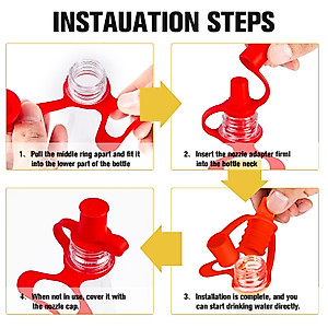 Baby Water Bottle Cap Silicone Bottles Top Spill Proof Spout Adapter for Toddlers Kids and Adults BPA Free,Pack of 4