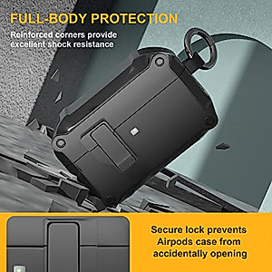 Airpods Pro Case with Automatic Magnetic Lock Clip,Apple Airpods Pro Case Cover with Keychain, Military Grade Armour Protective Airpods Pro (2019) Case with Support Wireless Charging(Black)