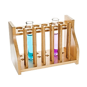 EISCO Wooden Test Tube Rack with 12 Draining Pins - Holds Tubes up to 25mm 9.3" Wide Premium Polished Wood Construction- Eisco Labs