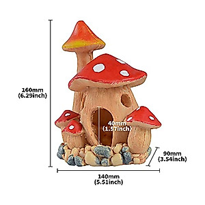 Mairuker Aquarium Mushroom House,Fish Tank Cave Ornament Pleco Caves for Fish Tank Hideaway Decor and Fairy Garden Decorations