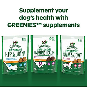 Greenies Immune Health Dog Supplements with an Antioxidant Blend of Vitamin C and E, 40-Count Chicken-Flavor Soft Chews for Adult Dogs