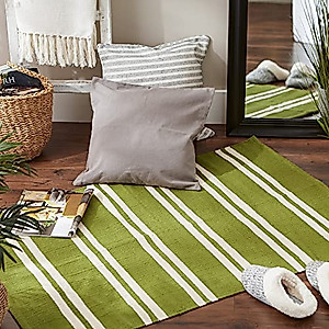 DII Cabana Double Stripe Reversible Indoor/Outdoor Woven Area Rug, 30x48, Green